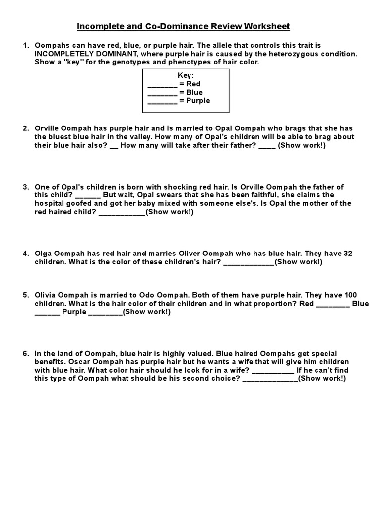 Incomplete and Codominance Quiz | PDF | Wellness