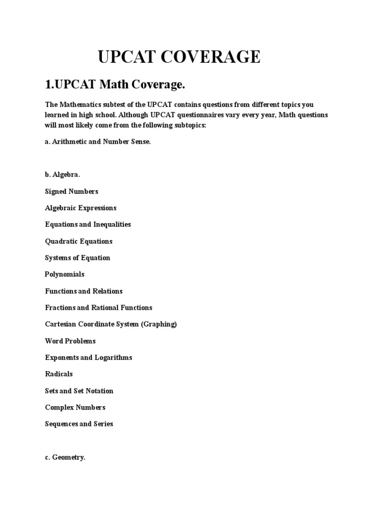 Upcat Coverage Filipiknow | PDF | Teaching Mathematics | Equations