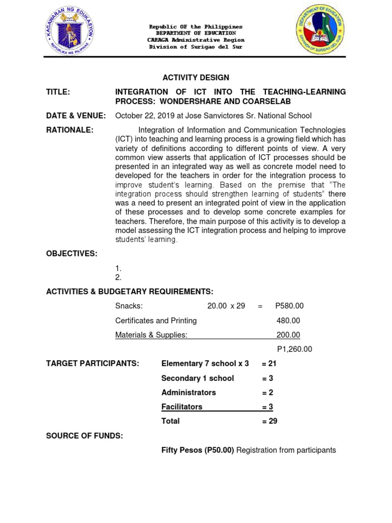 ACTIVITY DESIGN For ICT INTEGRATION | PDF | Educational Technology ...