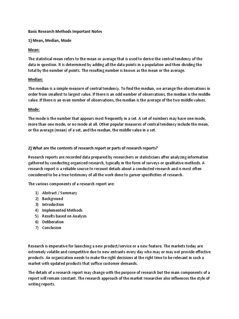 Basic Research Methods Important Notes | PDF | Type I And Type Ii ...