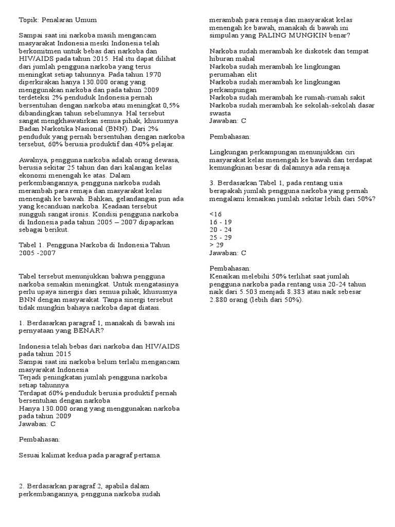Contoh SOAL TPS Penalaran Umum | PDF