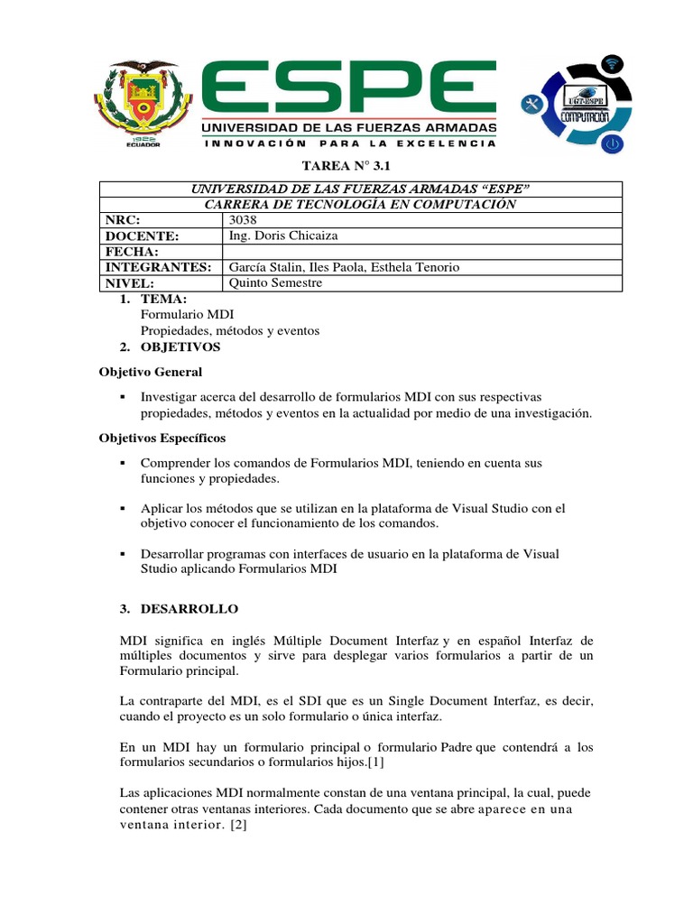 Formularios MDI | PDF | Ventana (informática) | Interfaz de usuario