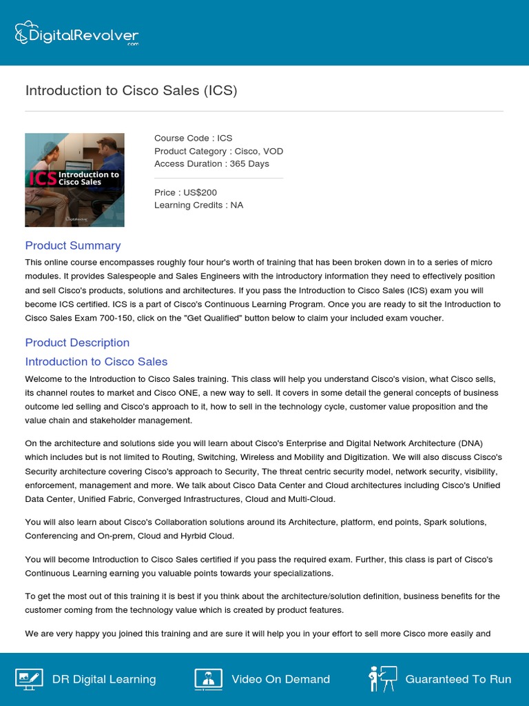 Introduction To Cisco Sales ICS | PDF | Cisco Systems | Cloud Computing