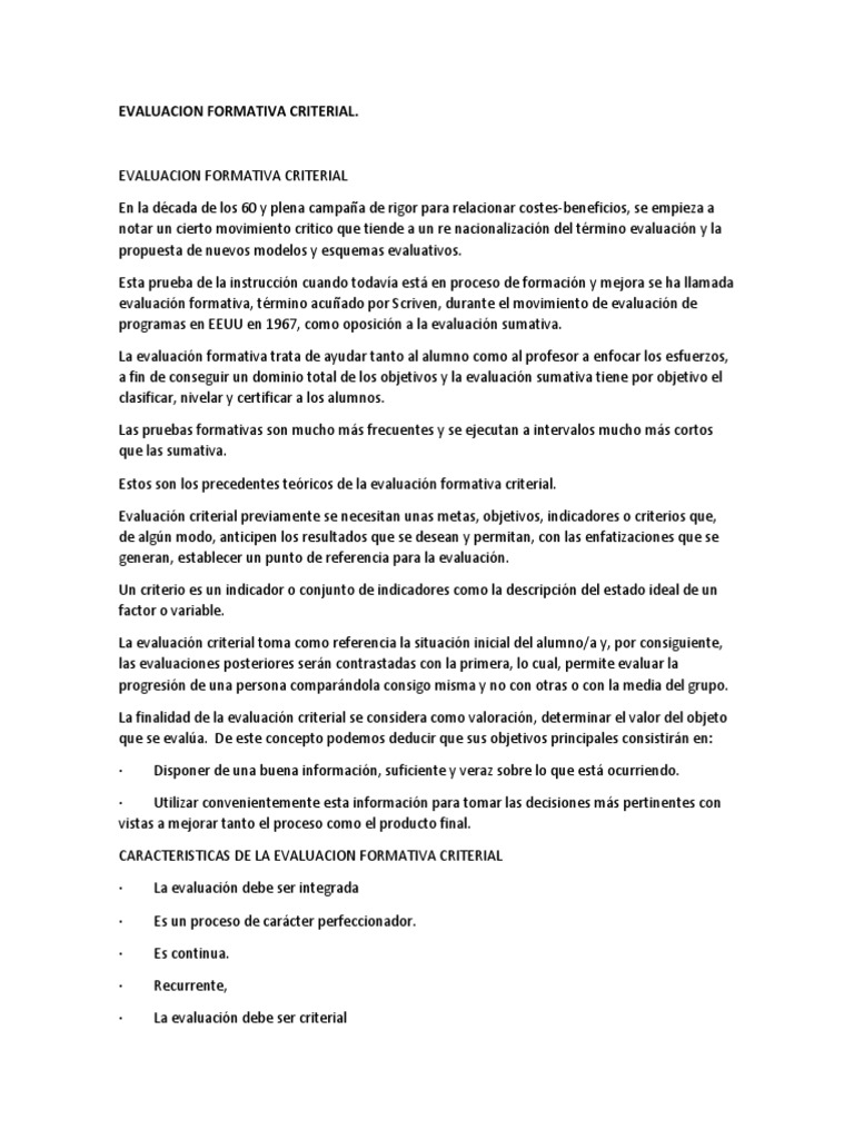 Evaluación Formativa Criterial: Claves y Ejemplos | PDF | Caso de ...