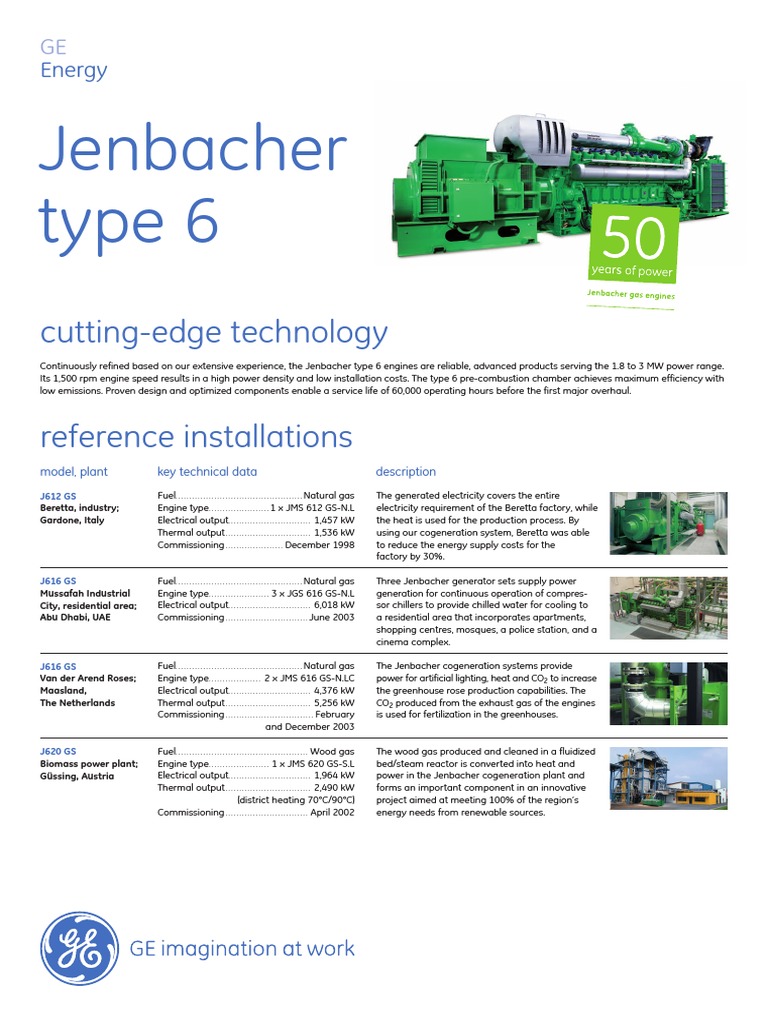 GE - 200802 - Technical Specs Jenbacher Type 6 PDF | PDF | Combustion ...