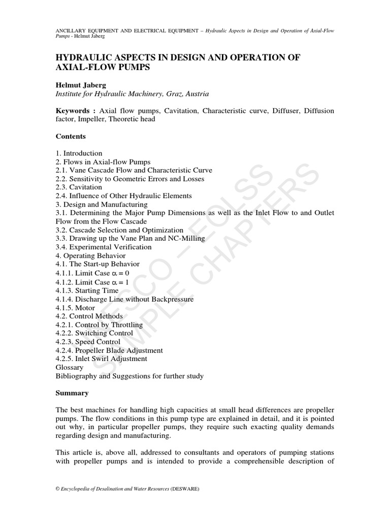 Axial Flow Pump Design PDF | PDF | Pump | Propeller