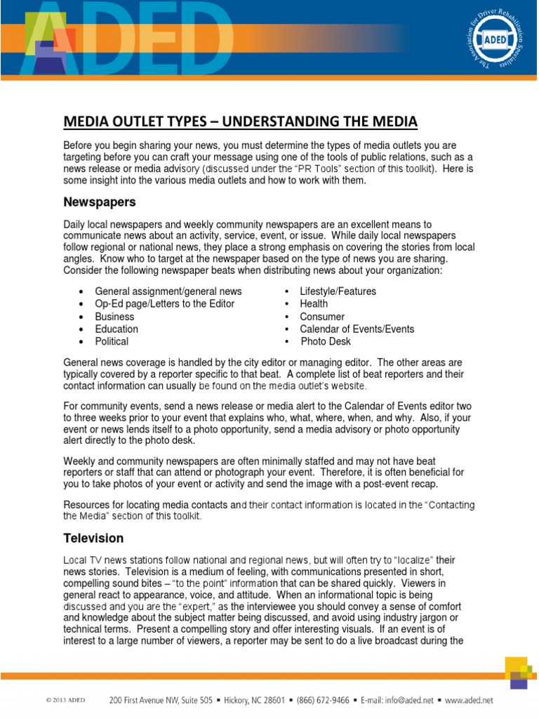 Media Outlet Types 7 2 2014 | PDF | Social Media | Popular Culture ...