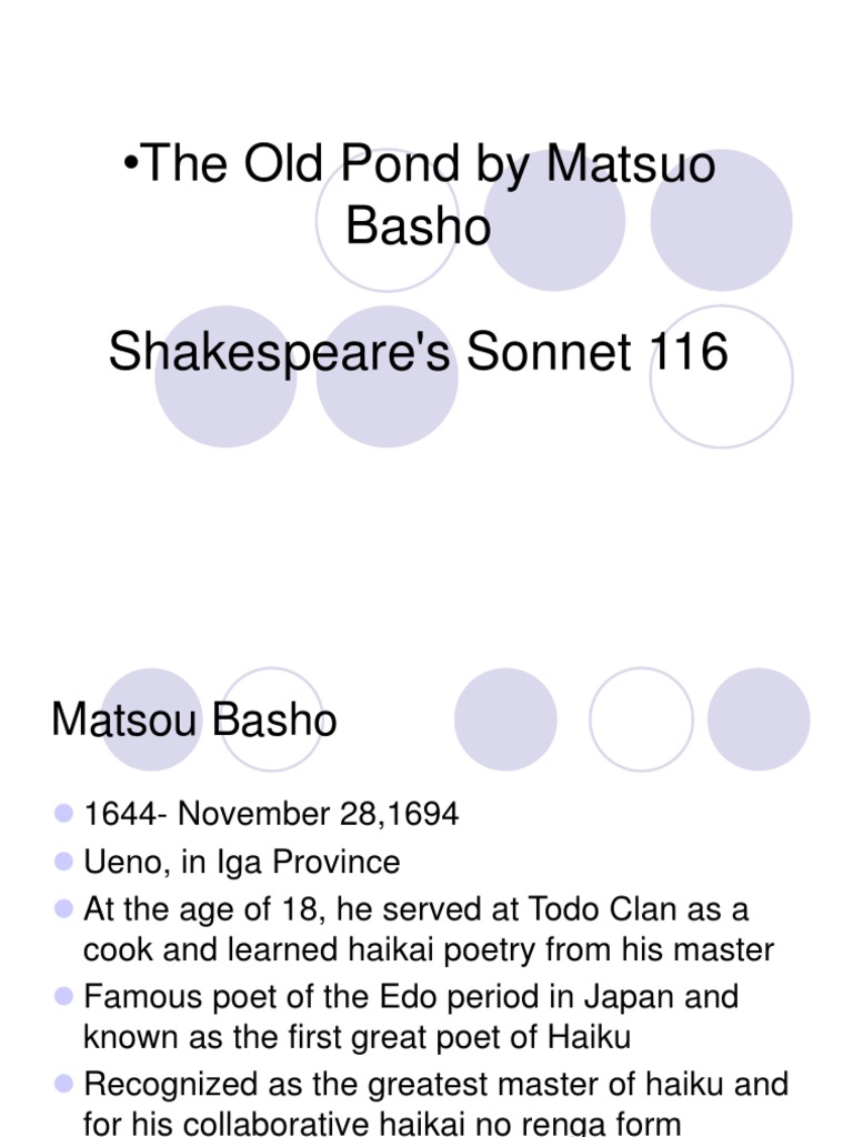 The Old Pond by Matsuo Basho | PDF