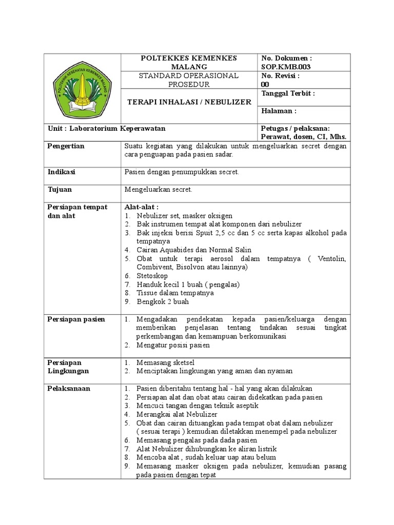 Sop Nebulizer | PDF