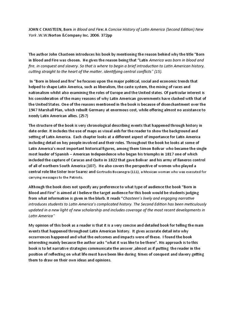 JOHN C CHASTEEN Born in Blood and Fire Book Review | PDF | Latin ...