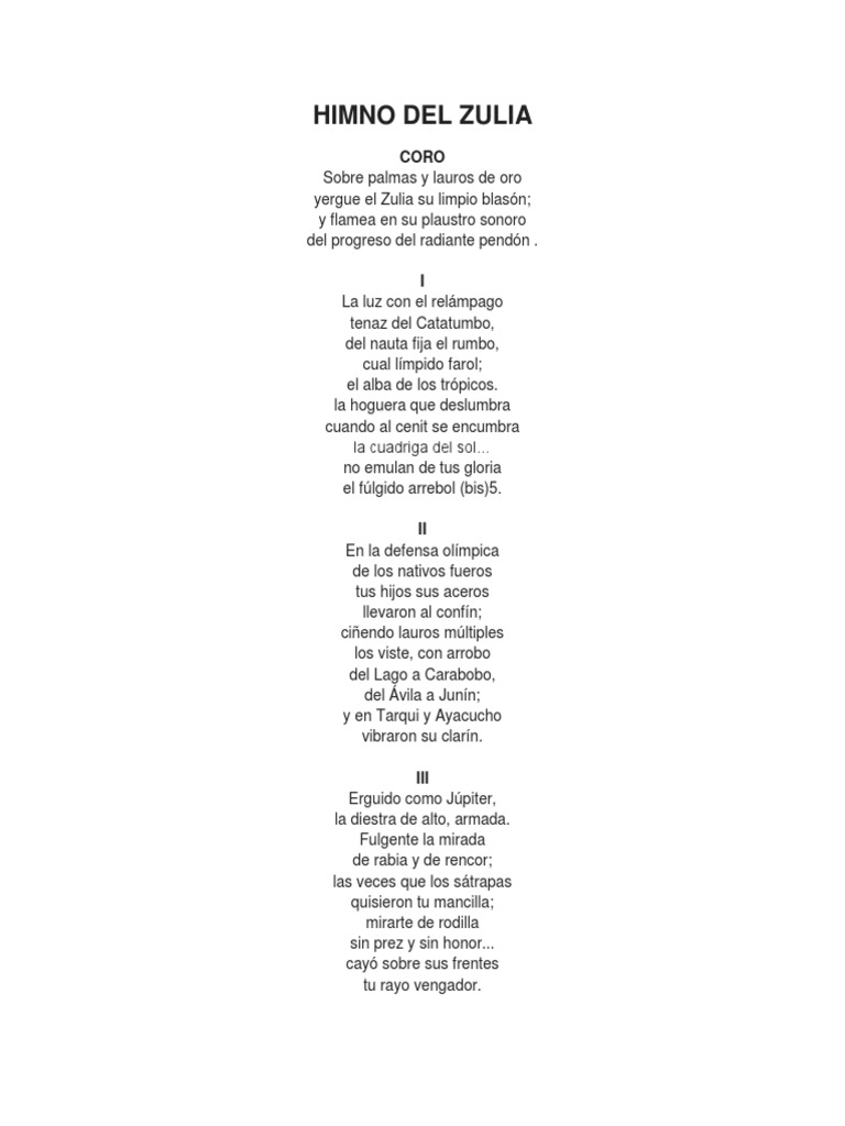 Himno Del Zulia | PDF | Policía | Naturaleza