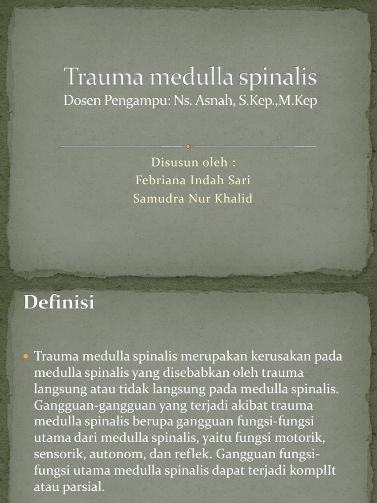 Trauma Medulla Spinalis | PDF