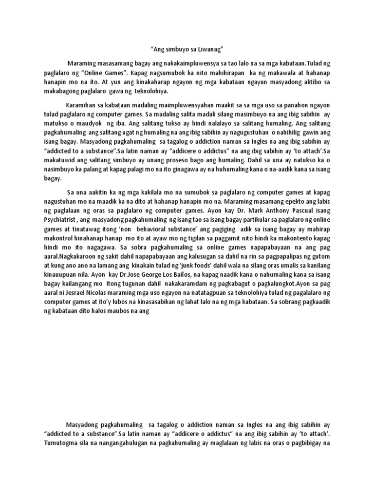 Ang Mga Ilang Masamang Epekto NG Sobrang Paglalaro NG Online Games2 | PDF