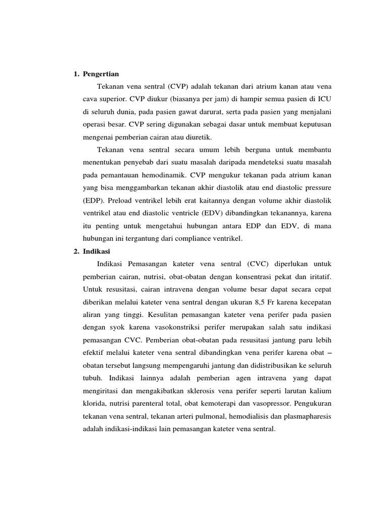 Indikasi dan Prosedur CVC pada Pasien | PDF | Sains & Matematika