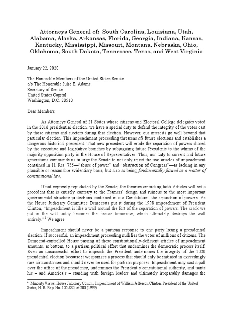 RAGA Impeachment Letter | PDF | Executive Privilege | Presidents Of The ...