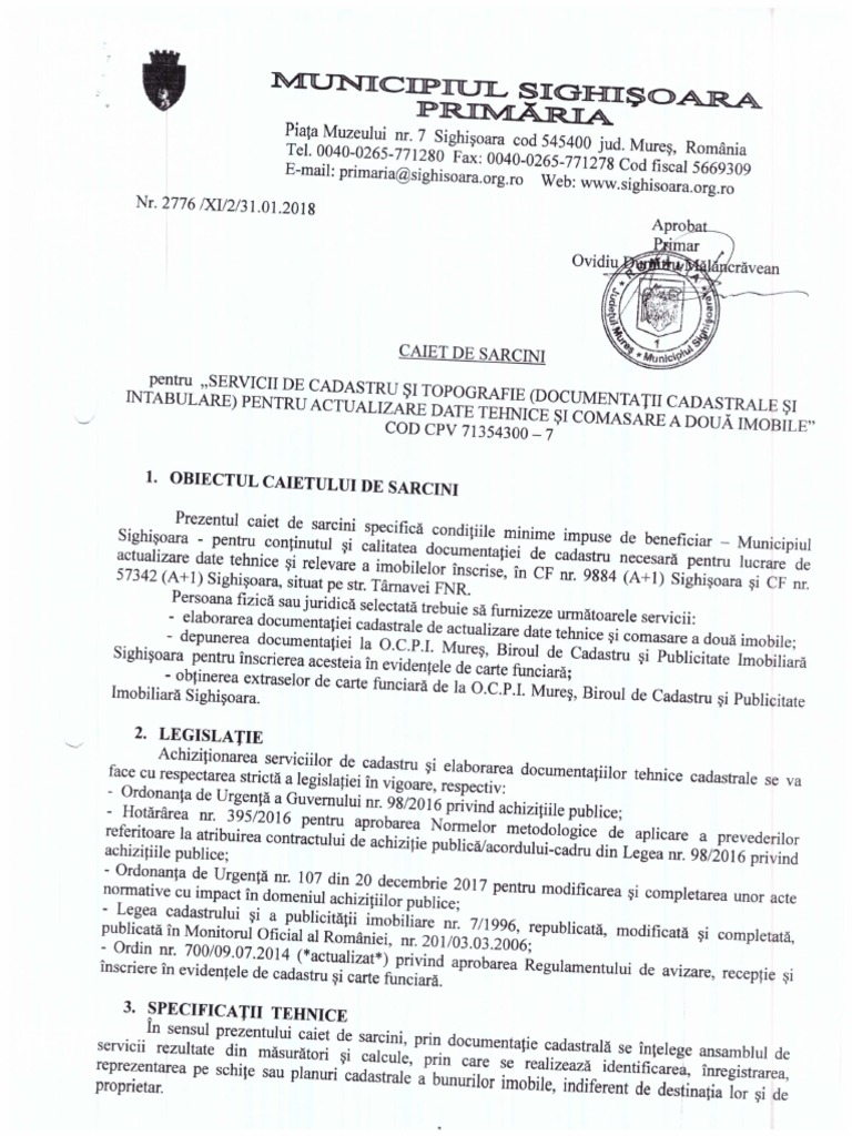 Model - Caiet de Sarcini | PDF