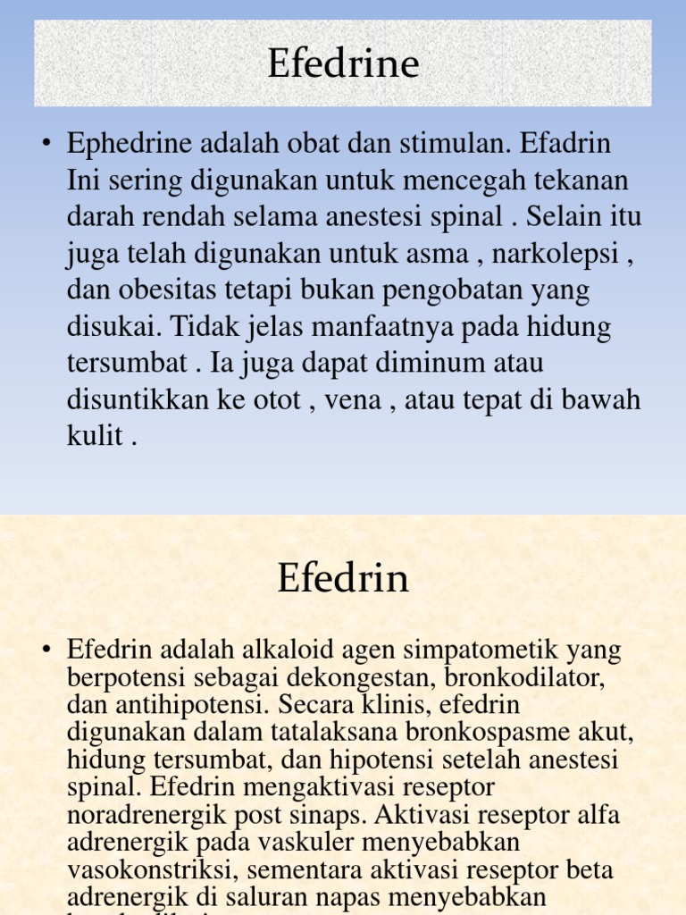 Efedrin: Obat Stimulan dan Bronkodilator | PDF