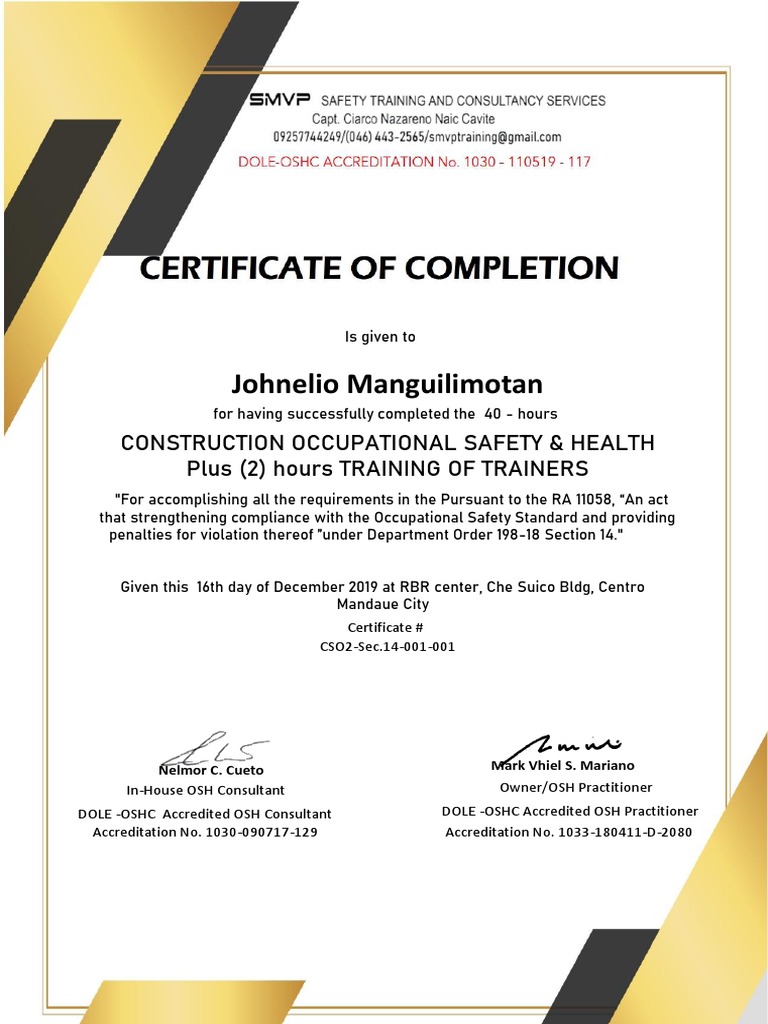 Cosh CERT - FACILITATOR | PDF | Labor | Occupational Safety And Health