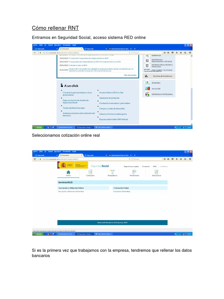 Cómo Rellenar RNT Seguridad Social | PDF