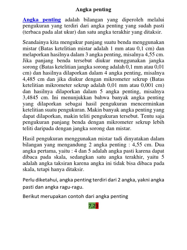 Angka Penting | PDF | Metode & Bahan Ajar | Sains & Matematika