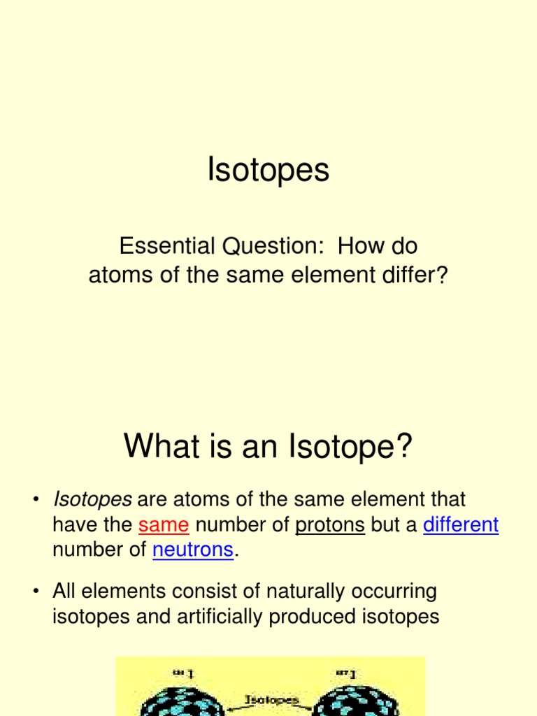 Understanding Isotopes Through Their Properties, Representations, and ...