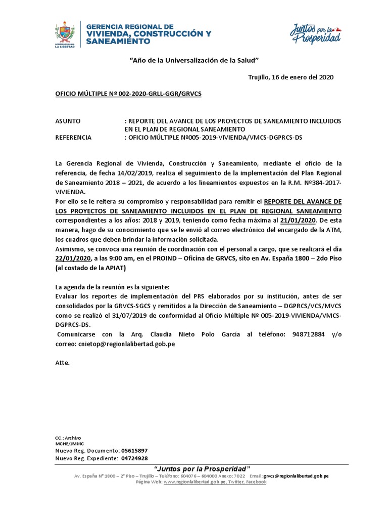 Oficio Multiple #002 - GRVCS PDF | PDF | Finanzas y dinero