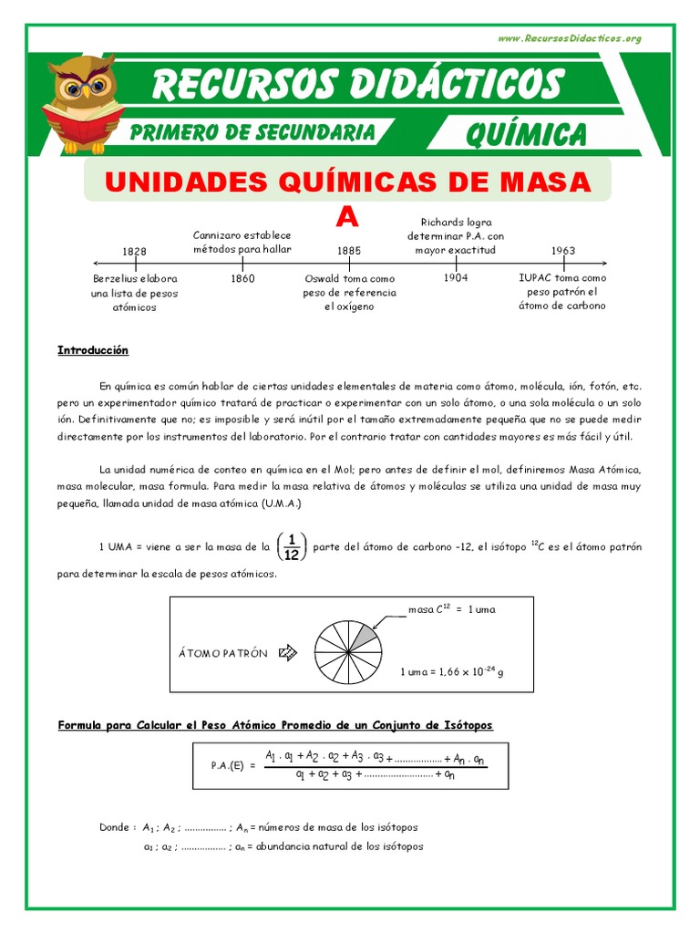 Unidades Quimicas de Masa para Primero de Secundaria | PDF | Mole (Unidad) | Química