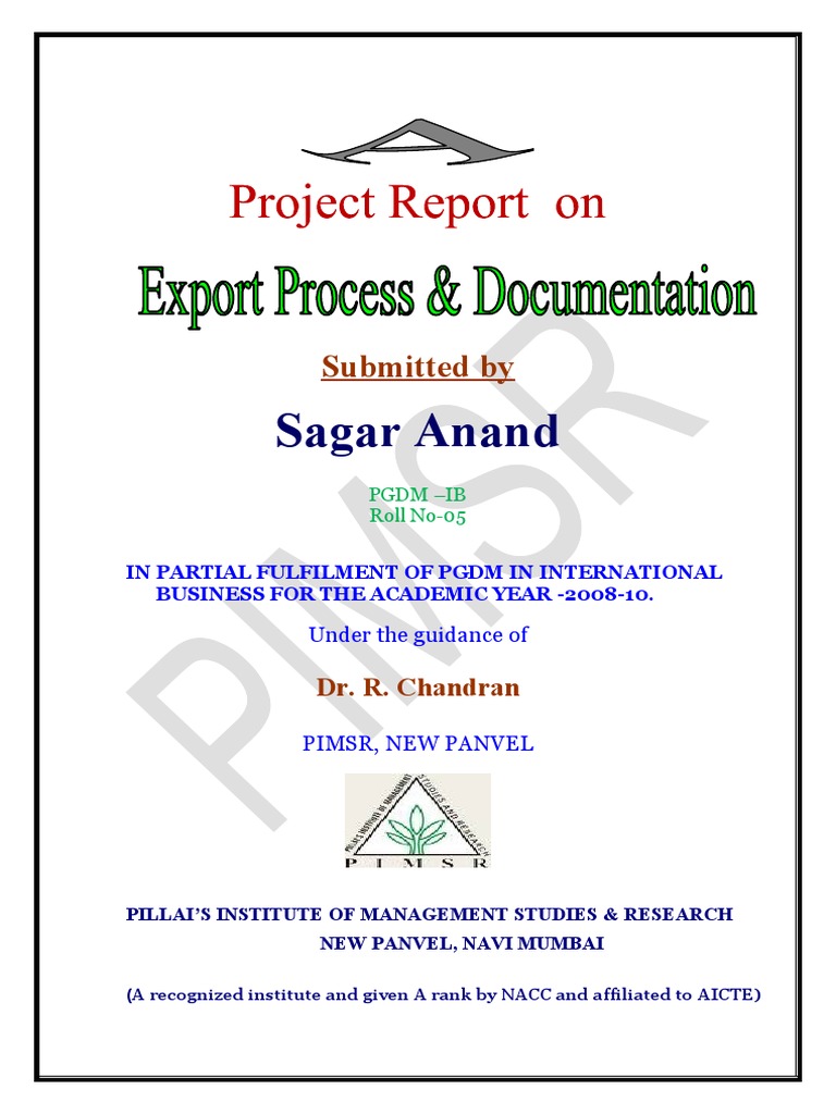 Project Report on Export Documentation and Process