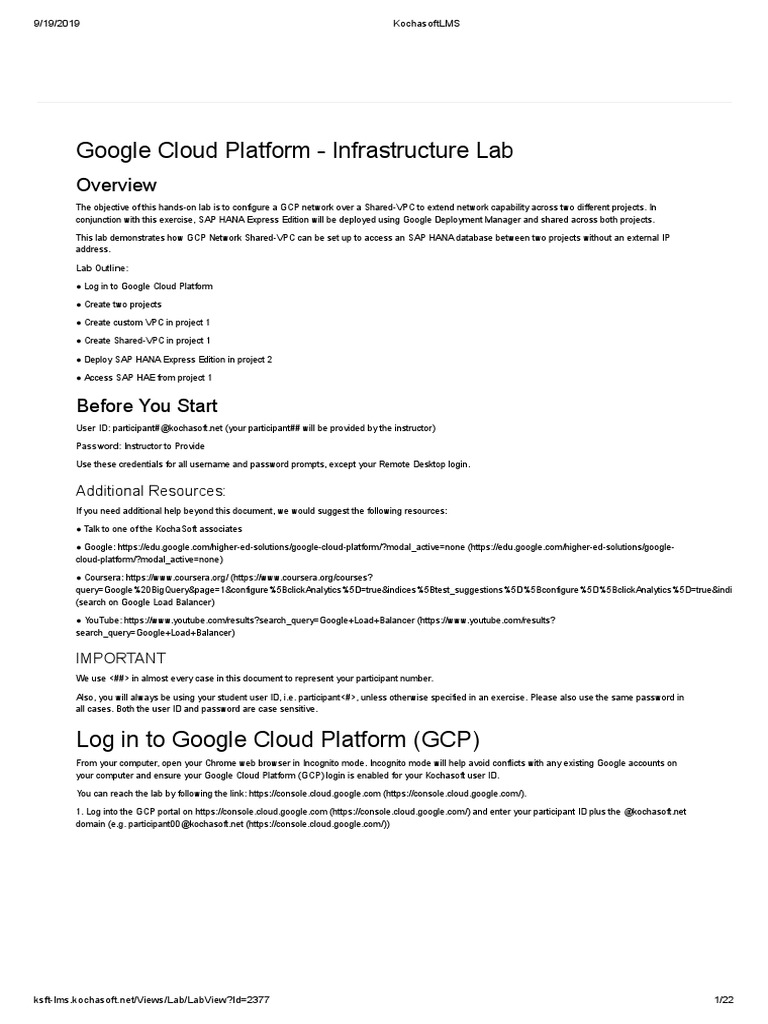 GCP Infrastructure Lab: Shared-VPC Setup | PDF | Cloud Computing ...