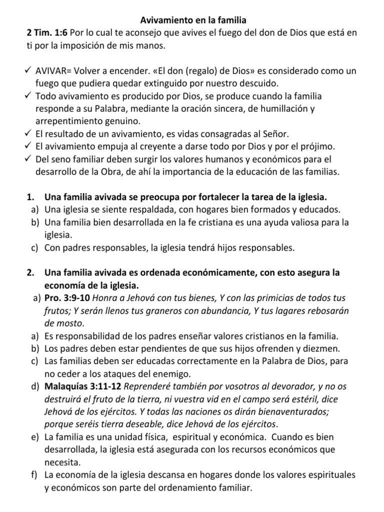 Avivamiento y Fortalecimiento Familiar | PDF | Religiones religiosas ...