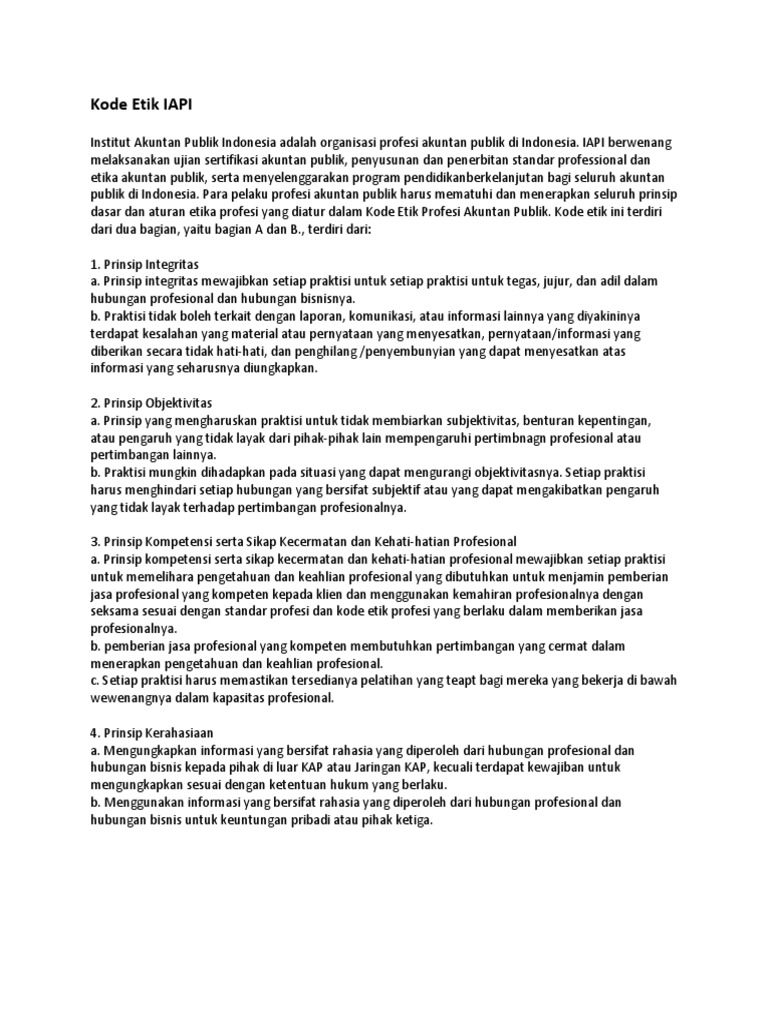 Kode Etik IAPI | PDF