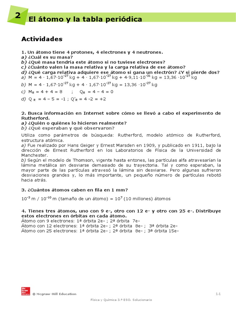 3ºESO Soluciones FyQ Tema 2 PDF | PDF | Elementos químicos | Fluorescencia