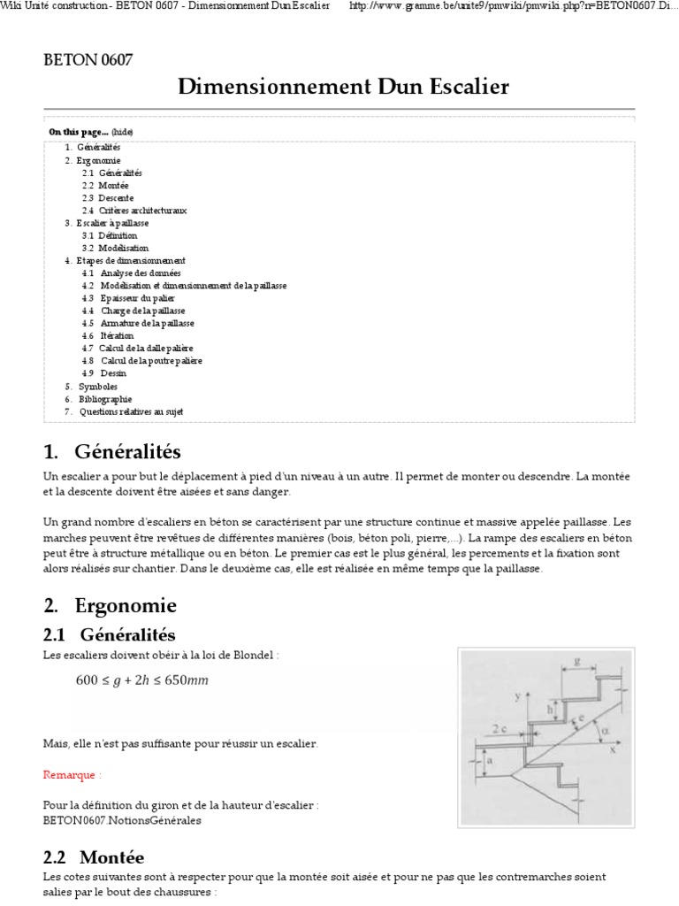Dimensionnement Des Escaliers | PDF | Escaliers | Béton armé