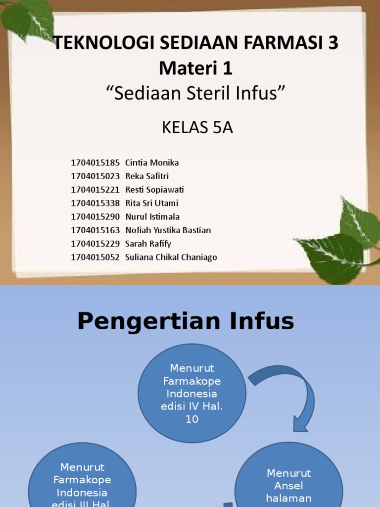 Jenis dan Fungsi Sediaan Infus | PDF