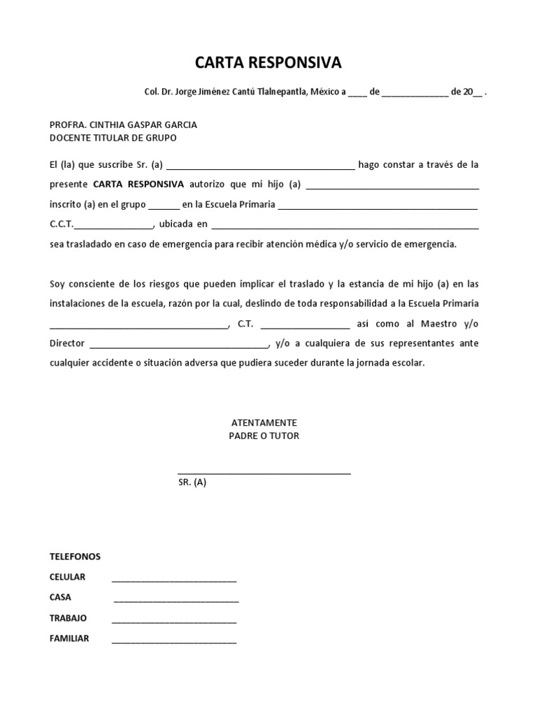 Carta Responsiva | PDF