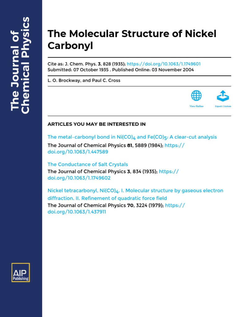Ni (CO) 4 PDF | Download Free PDF | Covalent Bond | Molecules
