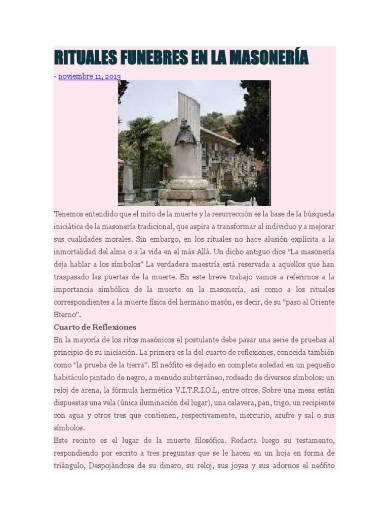 Honras Funebres Masonicas... Ejemplo | PDF | Masonería | templo