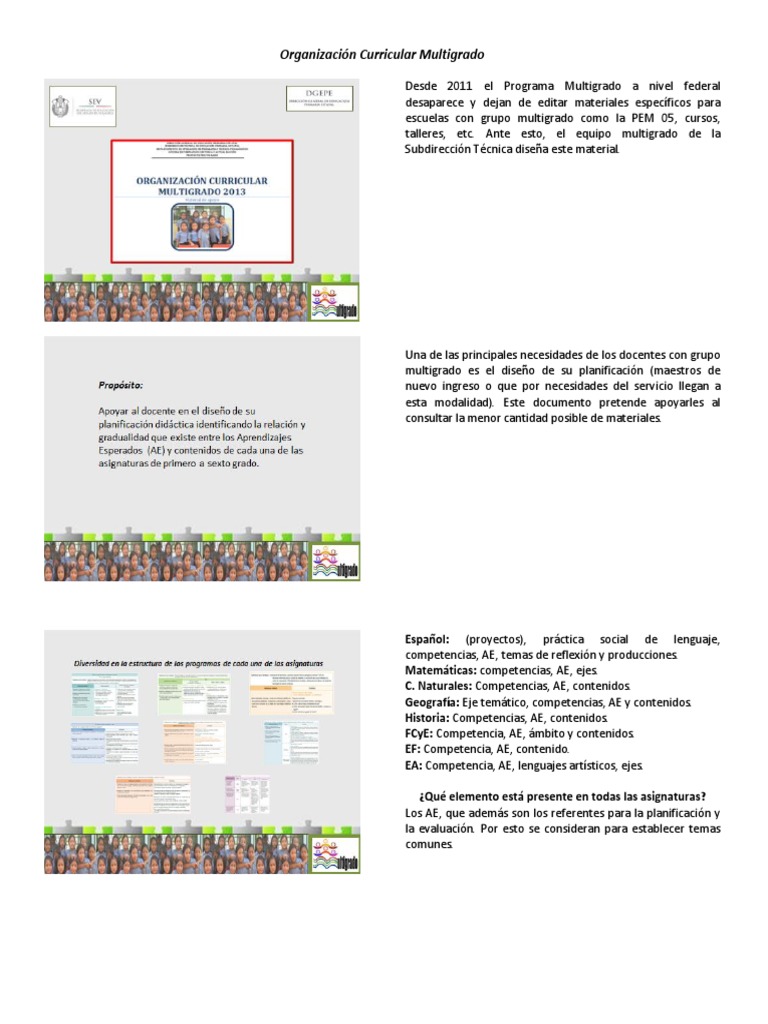 Organización Curricular Multigrado | PDF | Maestros | Planificación