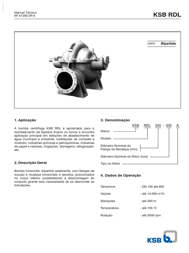 KSB RDL (Bibartidas) - Curvas | PDF | Quantidades físicas | Engenharia Química