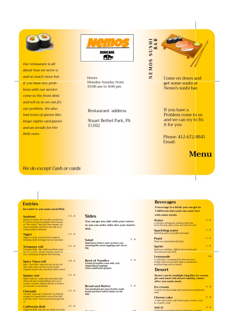 Menu | PDF | Sushi | Asian Cuisine
