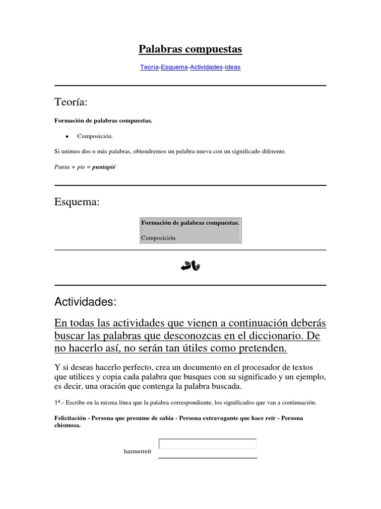 Ejemplos De Palabras Compuestas Y Su Significado