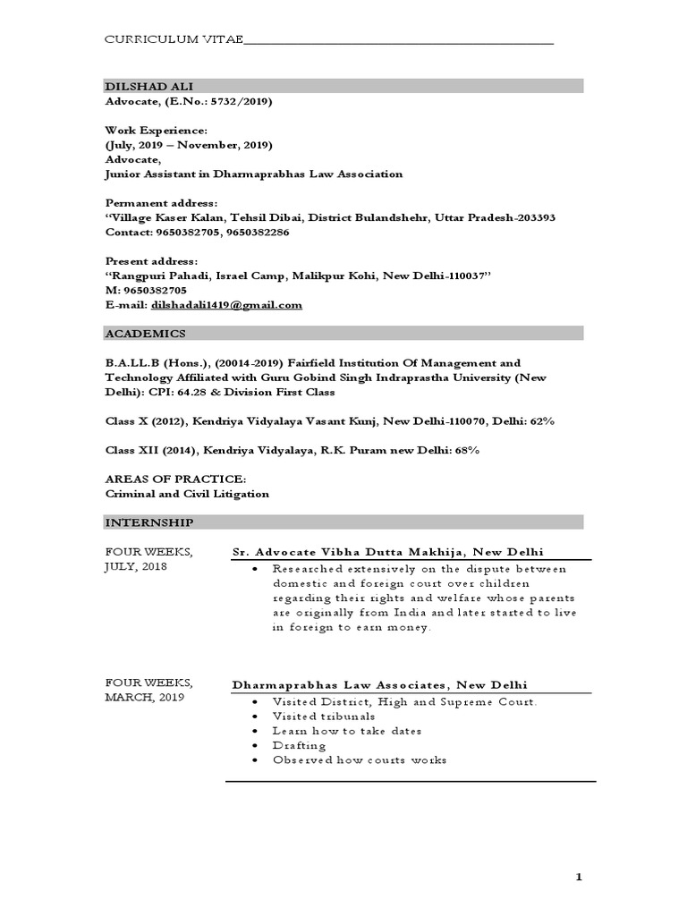 CV Dilshad | Download Free PDF | Judiciaries | Social Institutions
