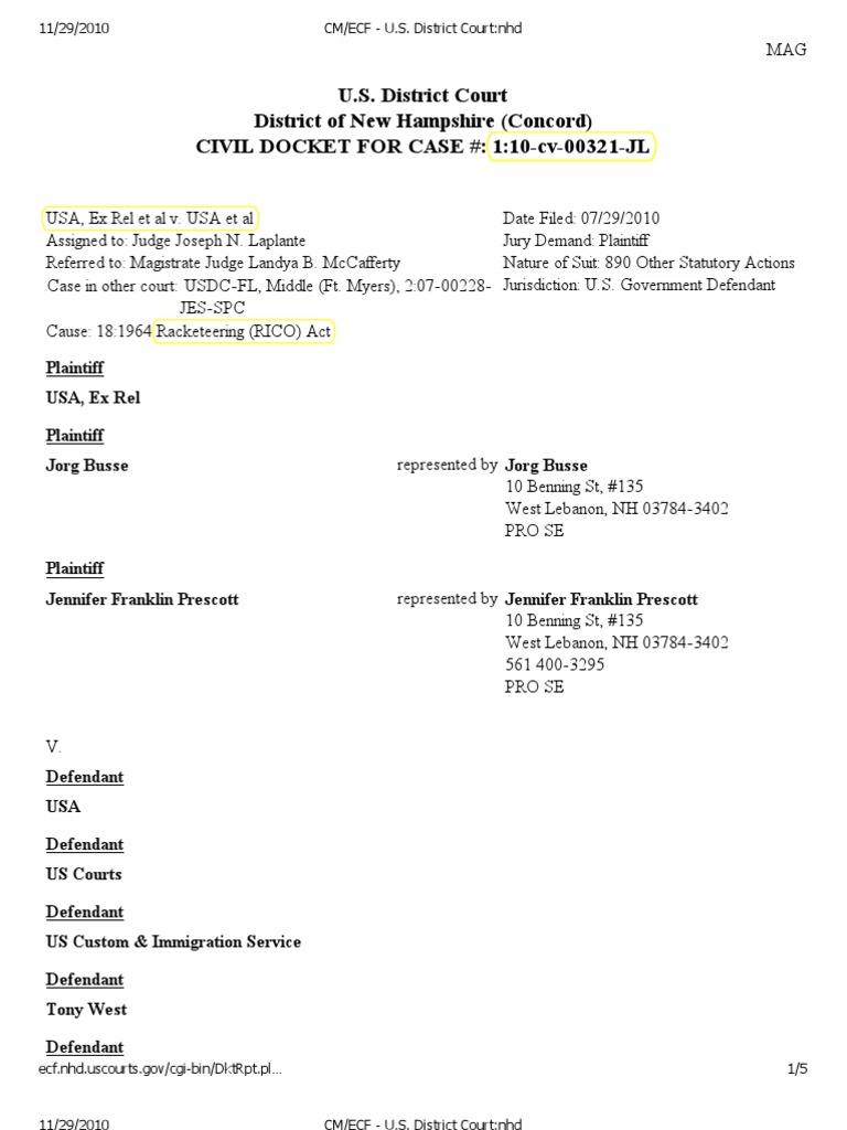 U.S. District Court District of New Hampshire (Concord) CIVIL DOCKET ...