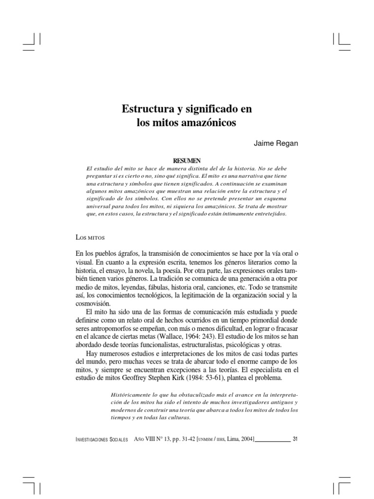 Estructura y significado de mitos amazónicos | PDF | Los símbolos ...