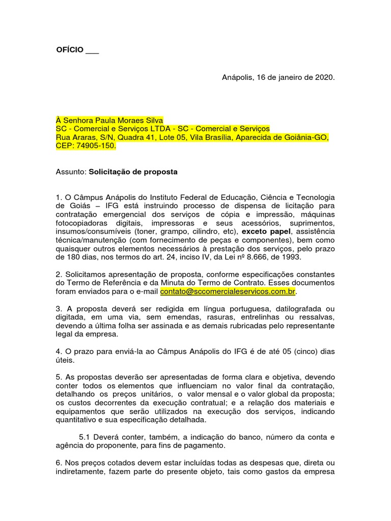 OFÍCIO - Modelo | PDF | Business