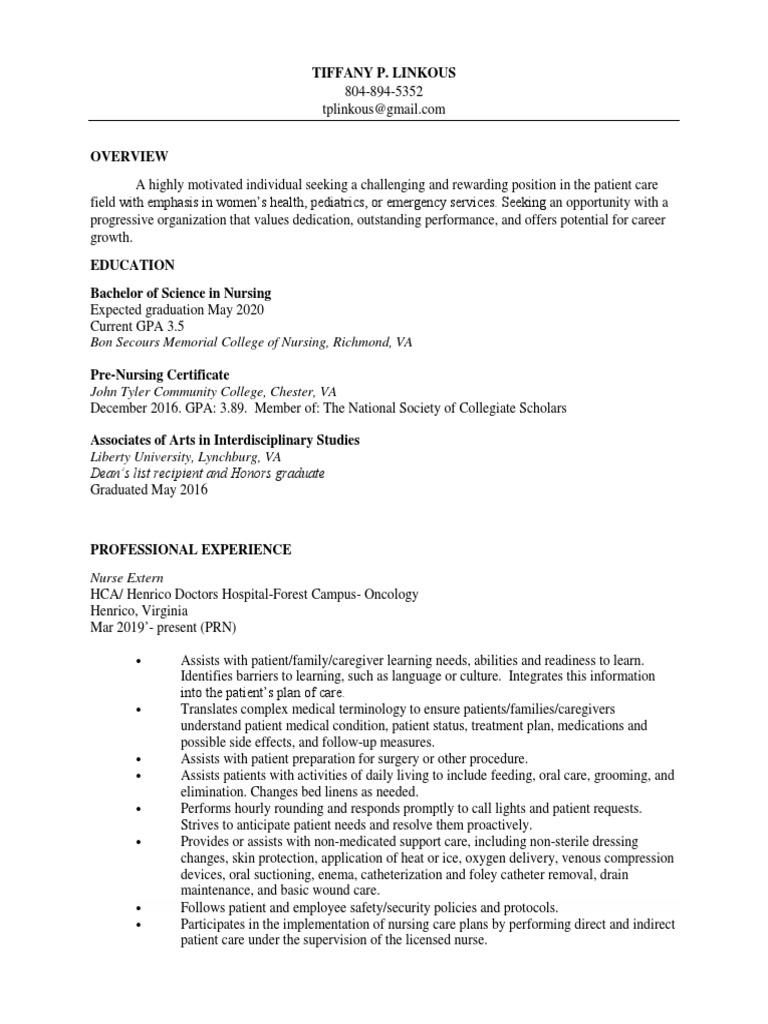 Tiffany Linkous Resume 2019 | PDF | Credit Card | Medical Record
