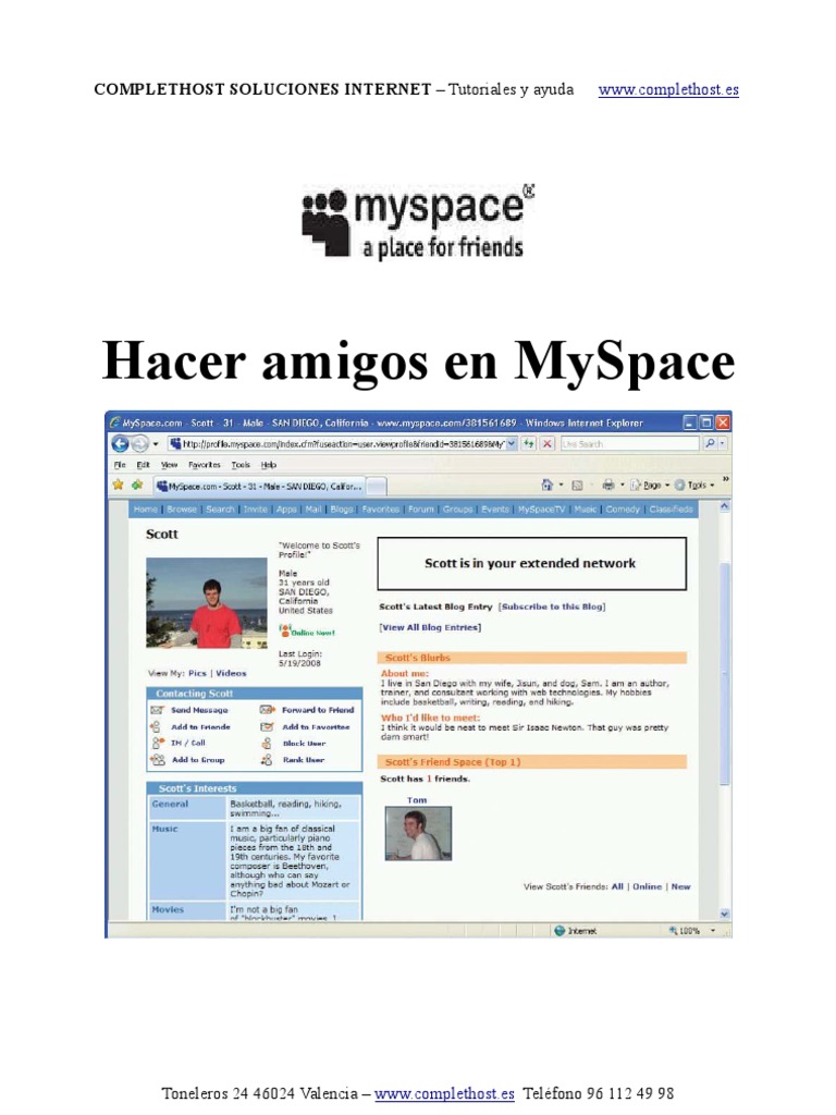 Hacer Amigos en MySpace | PDF | Blog | Mi espacio