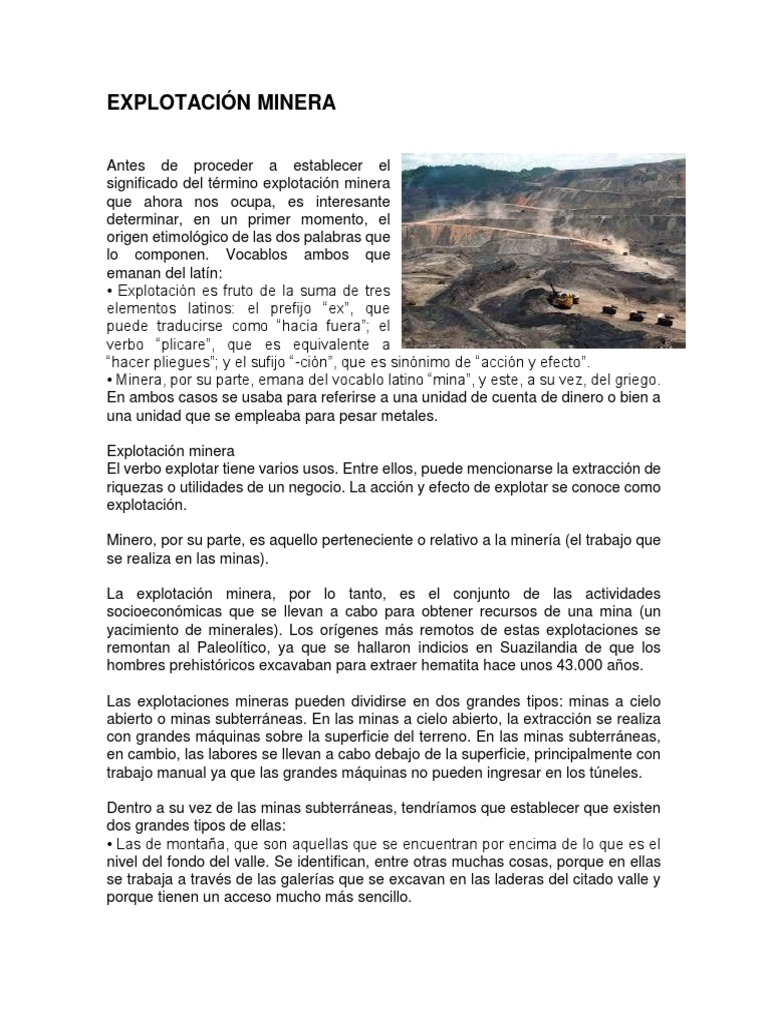 Explotación Minera | PDF | Minería | Minerales