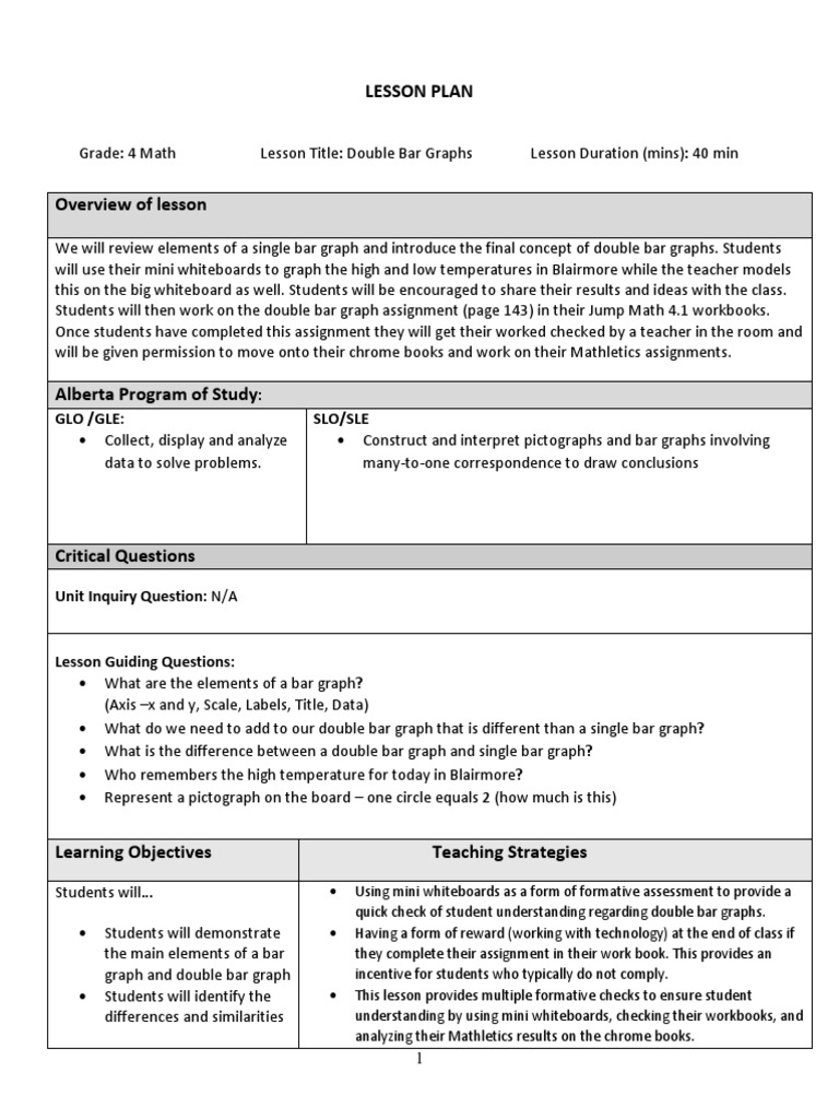 Lesson - Double Bar Graph | PDF | Chart | Pedagogy