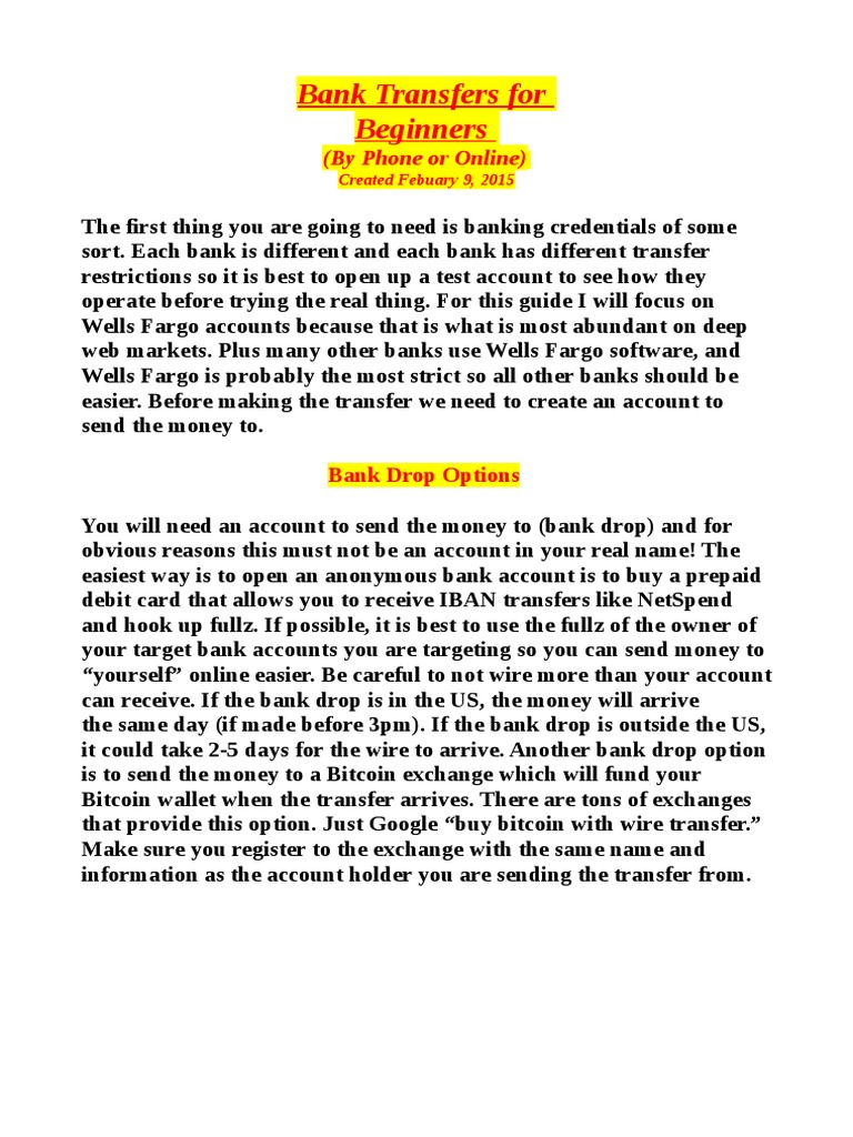 Bank Transfers For Beginners 2015 PDF | PDF | Wire Transfer | Wells Fargo